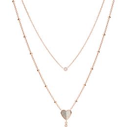 Fossil Damen Kette mit Anhänger "JF03648791", Edelstahl, roségold