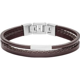 Fossil Herren Armband "JF03323040", Leder/Edelstahl, braun