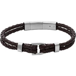 Fossil Herren Armband "JF04203040", Edelstahl/Leder, braun