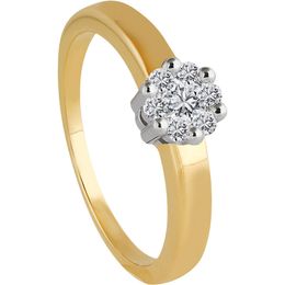 MONCARA Damen Ring, 585er Gelbgold mit 7 Diamanten, zus. ca. 0,20 Karat, gold, 52