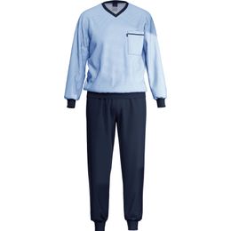 Ammann Pyjama, lang, Baumwolle, für Herren, blau, 52