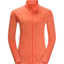 Jack Wolfskin Fleecejacke "Kammweg Fz", Merinowoll-Anteil, Stehkragen, für Damen, orange, M