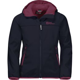 Jack Wolfskin Softshelljacke "Fourwinds", Kapuze, atmungsaktiv, wasserabweisend, für Kinder, blau, 152