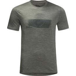 Jack Wolfskin T-Shirt, Rundhals, Print, für Herren, grau, XXL