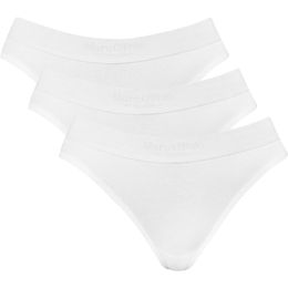 Marc O'Polo Marc O'Polo Essentials String, 3er-Pack, Logo-Bund, für Damen, weiß, L