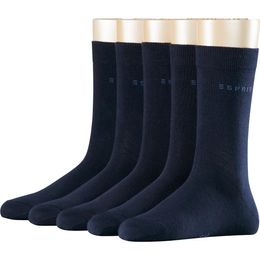 Esprit Socken "Solid Essential", 5er Pack, Feinrippbündchen, für Damen, blau, 36-41