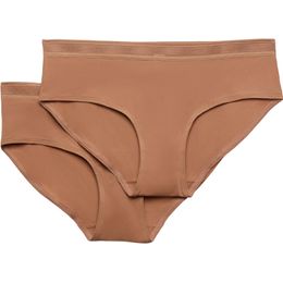 Esprit Micro Logoband Slip, 2er-Pack, Logo-Bund, für Damen, braun, 38