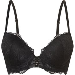 Lascana Elenora Push-up-BH, Spitze, schmale Träger, für Damen, schwarz, 85B