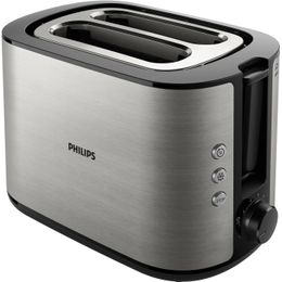 Philips 2-Scheiben-Toaster "Viva HD2650/90", Brötchenaufsatz, 950 Watt, silber