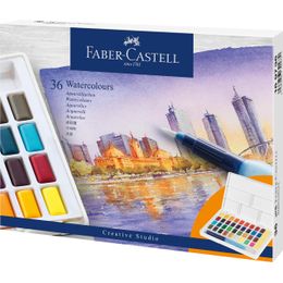 Faber-Castell Aquarellfarben in Näpfchen, 36er-Etui, mehrfarbig