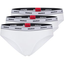 Hugo Stripe Slip, 3er-Pack, Logo-Bund, für Damen, weiß, M
