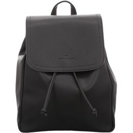 Tom Tailor Rucksack "Tinna", Kunstleder, uni, Reißverschlussfach, für Damen, schwarz