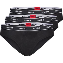 Hugo Stripe Slip, 3er-Pack, Logo-Bund, für Damen, schwarz, S