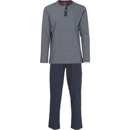 Tom Tailor Pyjama, Henleyausschnitt, Baumwolle, für Herren, blau, XXL