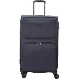 Stratic 4-Doppelrollen-Trolley, Reißverschlusstaschen, TSA-Schloss, blau