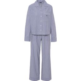 Polo Ralph Lauren Shirting Strips Schlafanzug, Reverskragen, Knopfleiste, für Damen, blau, XXL