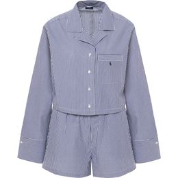 Polo Ralph Lauren Shirting Strips Schlafanzug, Crop, für Damen, blau, M