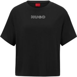 Hugo Schlafanzug-Shirt, Relaxed-Fit, Logo-Detail, für Damen, schwarz, L