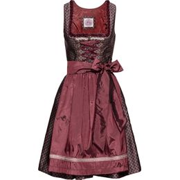 Marjo Dirndl "Käthe", eckiger Ausschnitt, Bänderschnürung, für Damen, rot, 38