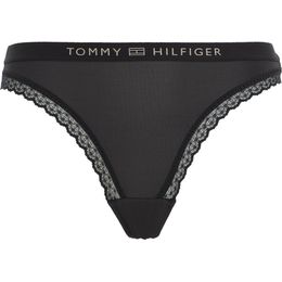 Tommy Hilfiger Slip, Logo-Bund, Spitze, für Damen, schwarz, M