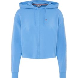 Tommy Hilfiger Modal Sweatjacke, Cropped, Reißverschluss, Kapuze, für Damen, blau, M