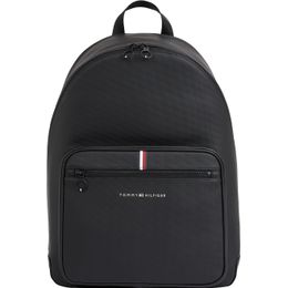 Tommy Hilfiger Rucksack, Kunstleder, Logo, Reißverschluss, für Herren, schwarz