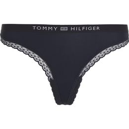 Tommy Hilfiger Tonal Logo Lace String, Spitze, einfarbig, für Damen, blau, M