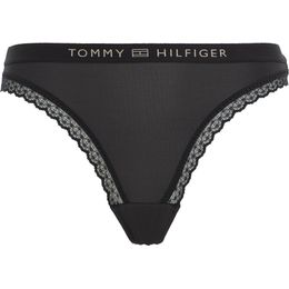 Tommy Hilfiger Slip, Logo-Bund, Spitze, für Damen, schwarz, S