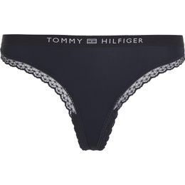 Tommy Hilfiger Tonal Logo Lace String, Spitze, einfarbig, für Damen, blau, S