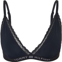 Tommy Hilfiger Tonal Logo Lace Triangel-BH, Häkchen-Verschluss, für Damen, blau, M