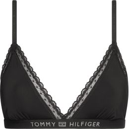 Tommy Hilfiger Tonal Logo Lace Triangel-BH, Häkchen-Verschluss, für Damen, schwarz, XS