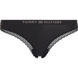 Tommy Hilfiger Tonal Logo Lace String, Spitze, einfarbig, für Damen, schwarz, L