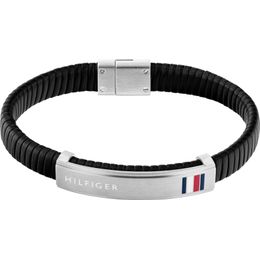 Tommy Hilfiger Herren Armband "2790349", Leder/Edelstahl, schwarz