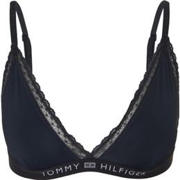 Tommy Hilfiger Tonal Logo Lace Triangel-BH, Häkchen-Verschluss, für Damen, blau, S