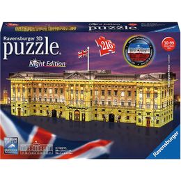 Ravensburger 3D-Puzzle "Buckingham Palace bei Nacht", Night Edition, LEDs, 216 Teile