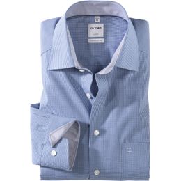 OLYMP Businesshemd, Comfort-Fit, kariert, knitterfrei, für Herren, blau, 43