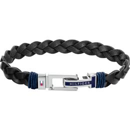 Tommy Hilfiger Herren Armband "Casual 2790307", Leder/Edelstahl, schwarz