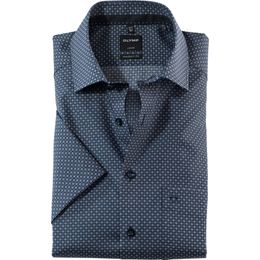 OLYMP Luxor Businesshemd, Modern Fit, Kurzarm, Brusttasche, Kent-Kragen, für Herren, blau, 38