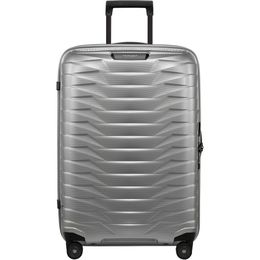 Samsonite 4-Doppelrollen Trolley, Hartschale, Kreuzspanngurte, TSA-Schloss, 75l, 69cm, silber