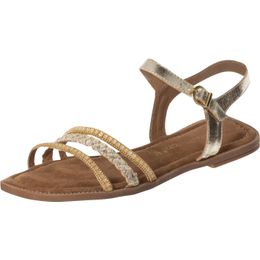 Marco Tozzi® Riemchensandalen, Leder, Steinchen-Applikationen, für Damen, gold, 38