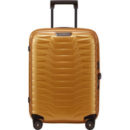 Samsonite 4-Doppelrollen-Trolley, Hartschale, TSA-Kombinationsschloss, Emblem, gelb