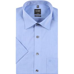 OLYMP Businesshemd, Modern Fit, Kent-Kragen, Kurzarm. für Herren, blau, 43