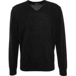 Maerz Muenchen Pullover, V-Ausschnitt, Schurwolle, uni, für Herren, schwarz, 54