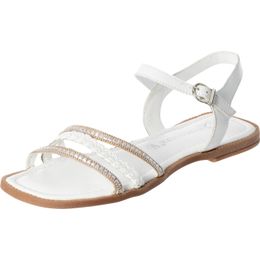 Marco Tozzi® Riemchensandalen, Leder, Steinchen-Applikationen, für Damen, weiß, 40