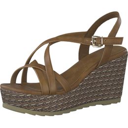 Marco Tozzi® Plateau-Sandaletten, Keilabsatz, Riemchen, für Damen, braun, 37