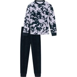 Schiesser Nightwear Organic Cotton Schlafanzug, 2-teilig, lang, für Kinder, grau, 140