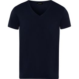 Hanro T-Shirt, Kurzarm, V-Ausschnitt, uni, für Herren, blau, XL