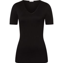 Hanro T-Shirt, V-Ausschnitt, uni, für Damen, schwarz, L