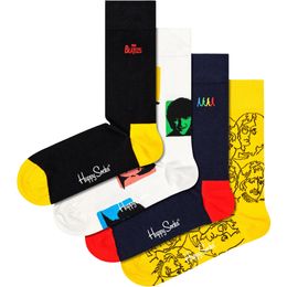 Happy Socks Socken "The Beatles", 4er-Pack, Geschenkbox, gelb, 36-40