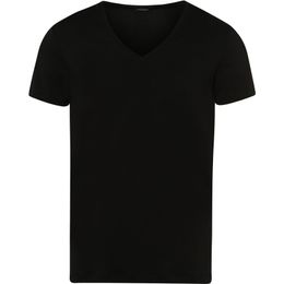 Hanro T-Shirt, Kurzarm, V-Ausschnitt, uni, für Herren, schwarz, S
